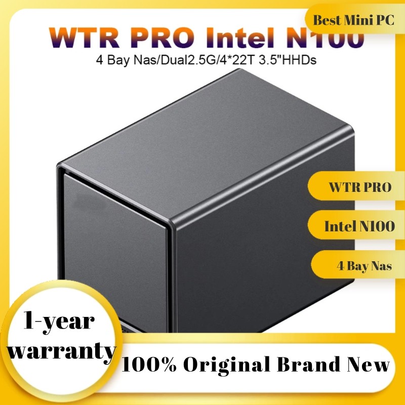 WTR PRO Intel N100 Mini PC with 4 Bay Nas Nvme SSD 2.5G LAN Computer ...