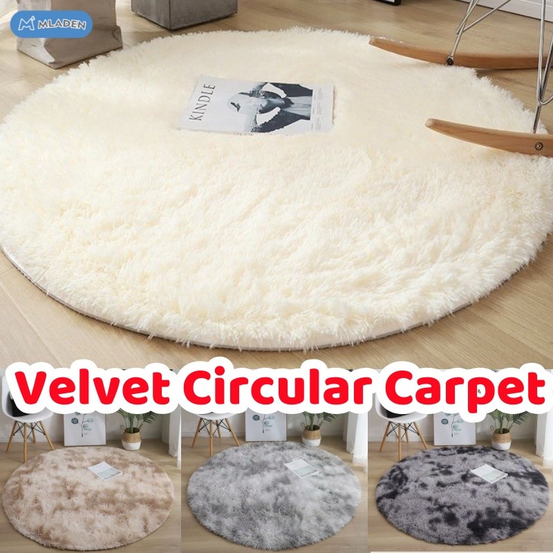 MLADEN Velvet Circular Carpet Soft Fluffy Multicolor Rug Bedroom Mats ...