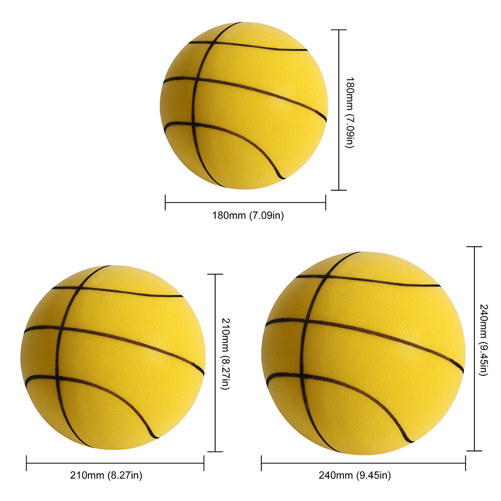 18/21/24cm Silent Basketball High-Resilience Air Bounce Basketball Size ...