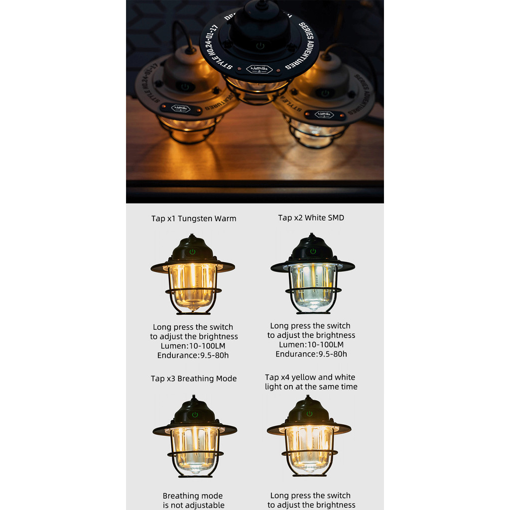 WELLHIKE Rechargeable Decorative Camping Light 80H Continuity Ambient ...