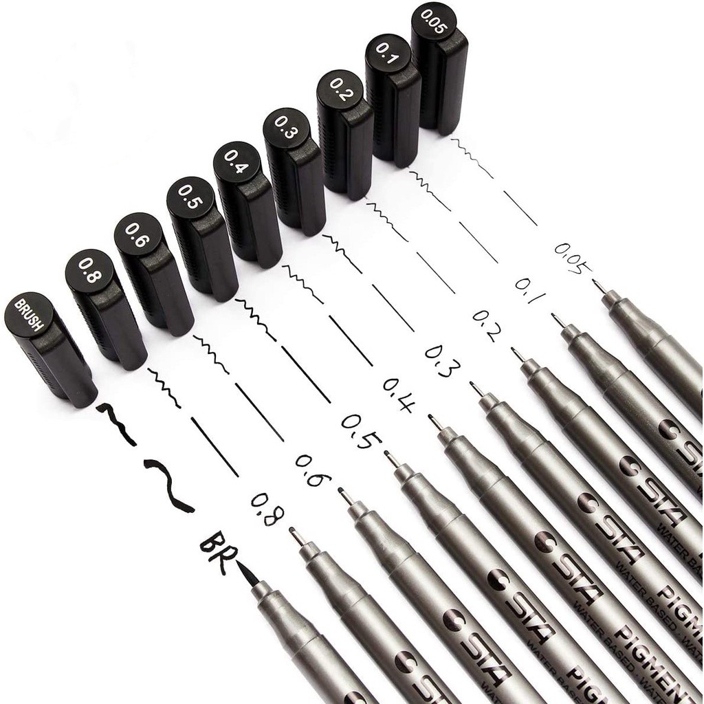 Micro Fineliner Set Black Micro Fine Point Drawing Waterproof Archival ...