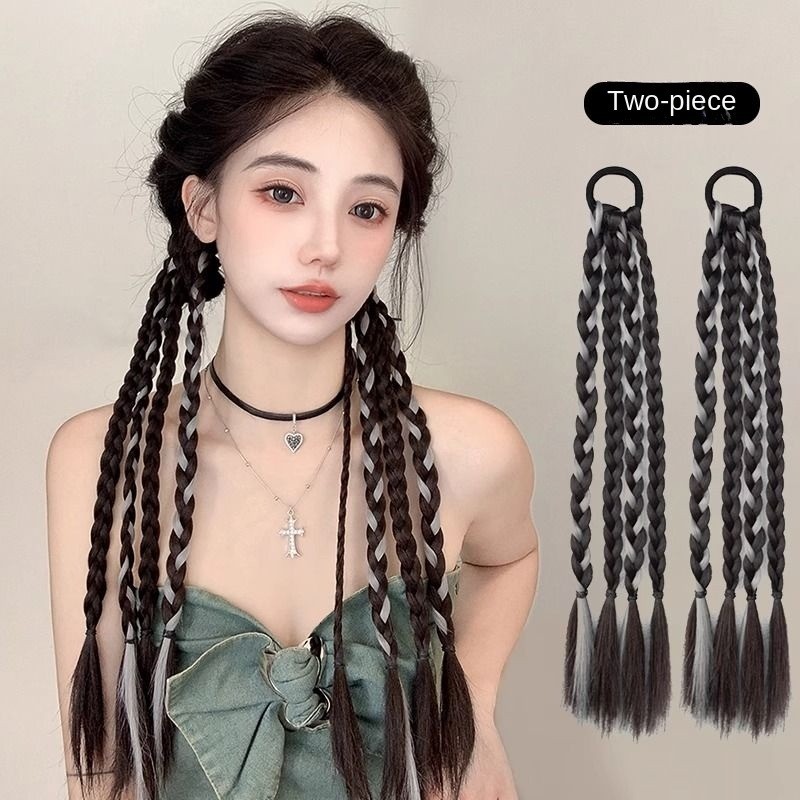 Fake Hair Braid Children Ponytail Simulation Color Highlights Dirty ...