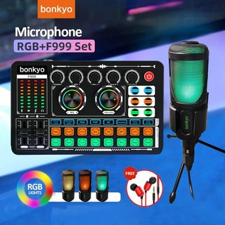 Bonkyo F999 White Sound Card+RGB Mic Live Radio Song Universal ...
