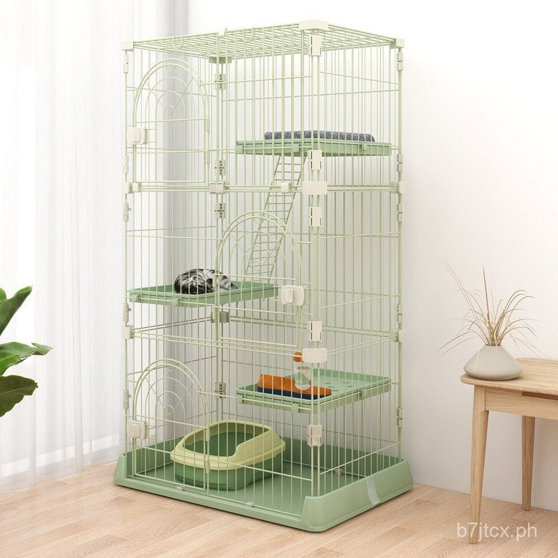 Rolled Tail Cat Cage Cat Villa Home Indoor Large Free Space with Toilet ...