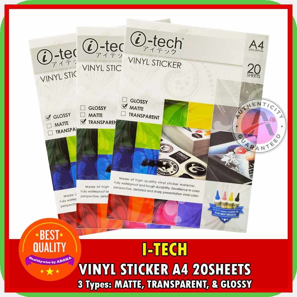 itech;S&Vinyl&Sticker&Waterproof&A4&(Matte&/&Glossy&/ Transparent ...