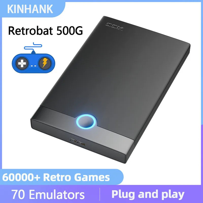 KINHANK Super Console X Retrobat 500G Gaming HDD with 60000 Games 70 Emulators Portable Plug and ...
