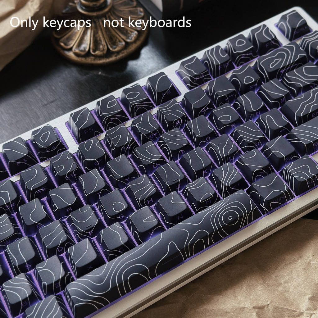 131 keys black Topographic Pattern Shine-Through OEM Profile PBT ...