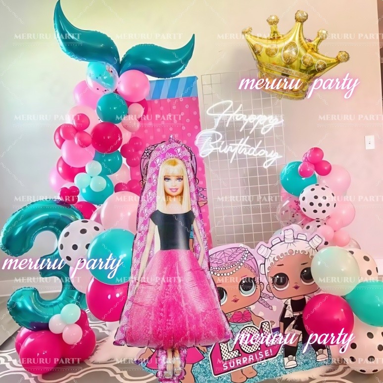 Pink Barbie Balloon Garland Arch Kit Barbie Princess Theme Girl ...