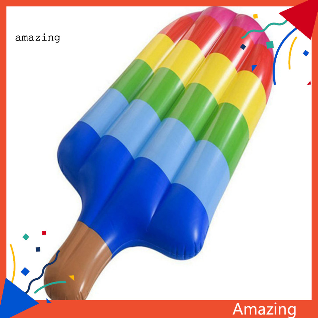 [AM] Inflatable Floating Bed Foldable Pool Float Rainbow Ice Cream Pool ...