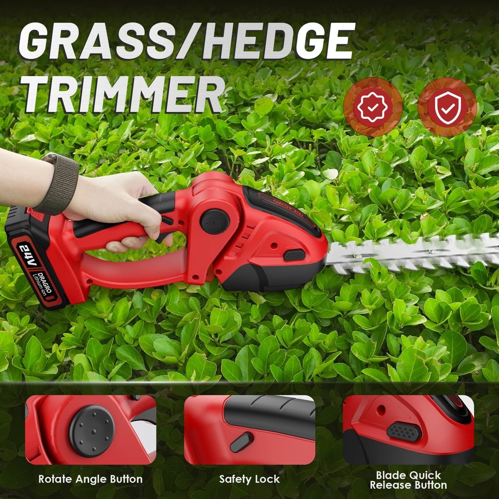 2 in 1 Cordless Grass & Shrub Shear Handheld Hedge Trimmer Portable ...