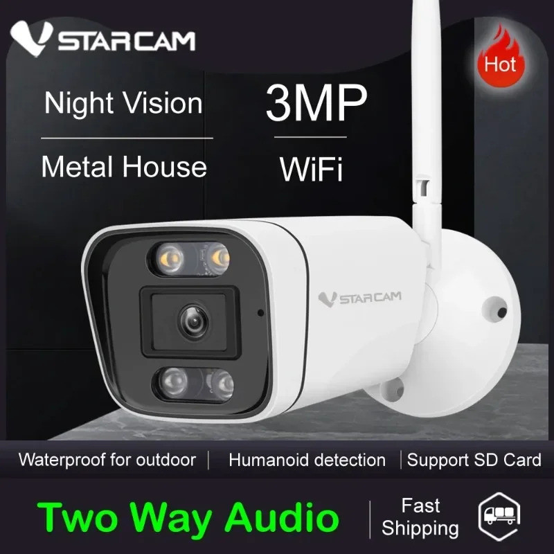 Vstarcam CS58 3MP WIFI IP Camera 1296P Wireless CCTV Bullet Security ...