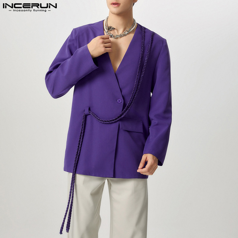 INCERUN Men Vintage Fashion Deconstructed Tassel Long Sleeve Casual ...