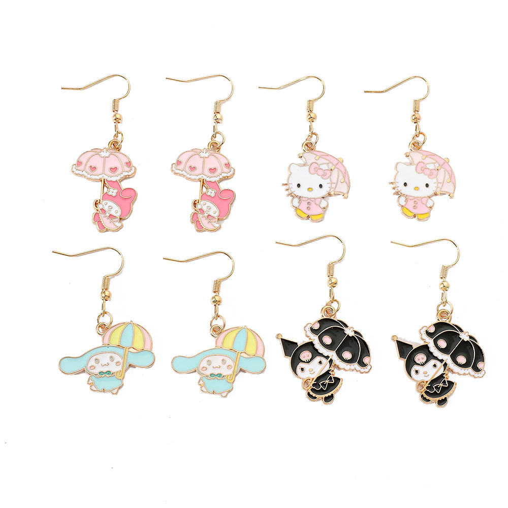Sanrio Anime Characters Melody Kuromi Earrings Cute Cinnamon Hello ...