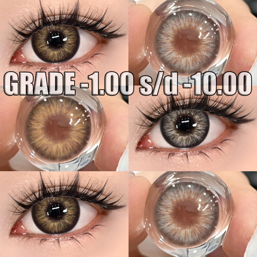[Grade 0.00 to -10.00] Omg Gray Contact Lenses 2pcs/1pair Brown Color ...