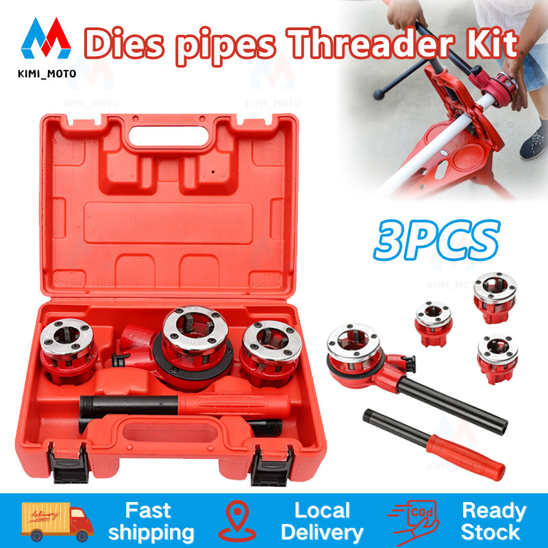 Pipe Threader Ratchet Kit 6 Die Ratcheting Iron 1/2 3/4 1 2 Inch ...