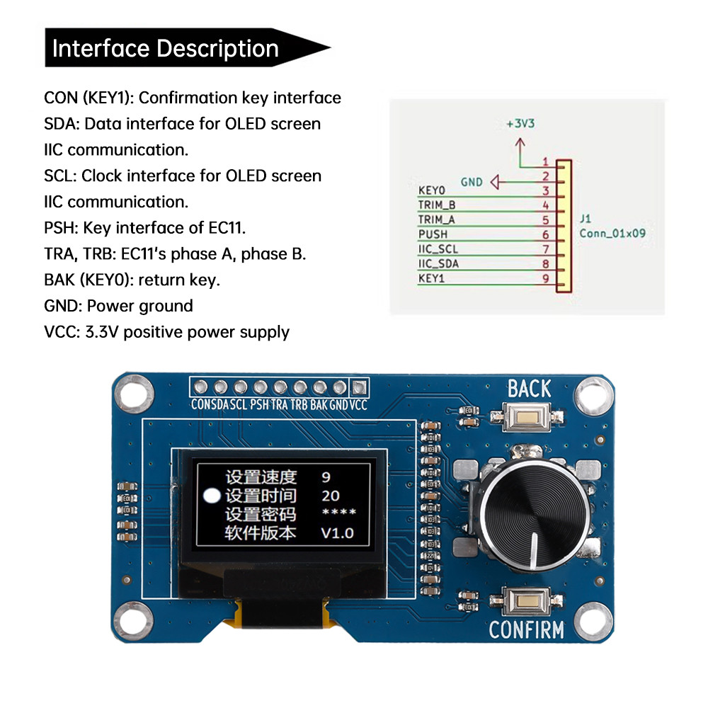 Pcbfun 0 96 1 3 Inch Oled Display Ec11 Rotary Encoder Module Iic