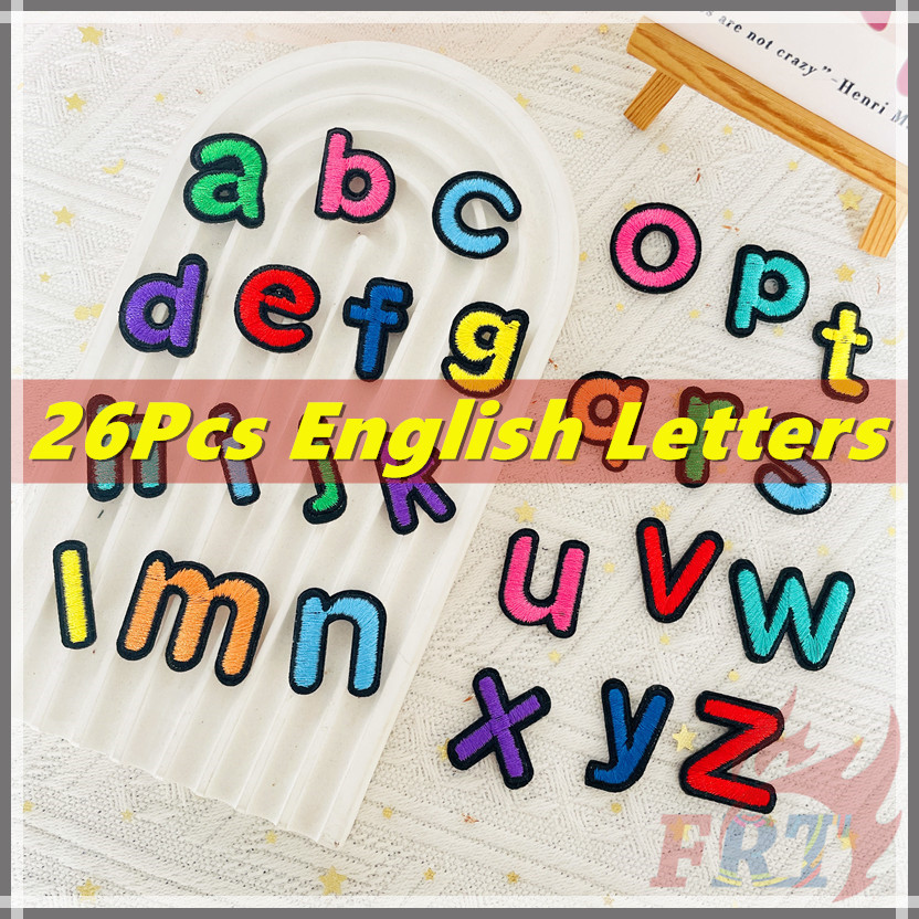 26Pcs/set Colorful Lowercase Letter . English Letters Iron-on Patches ...