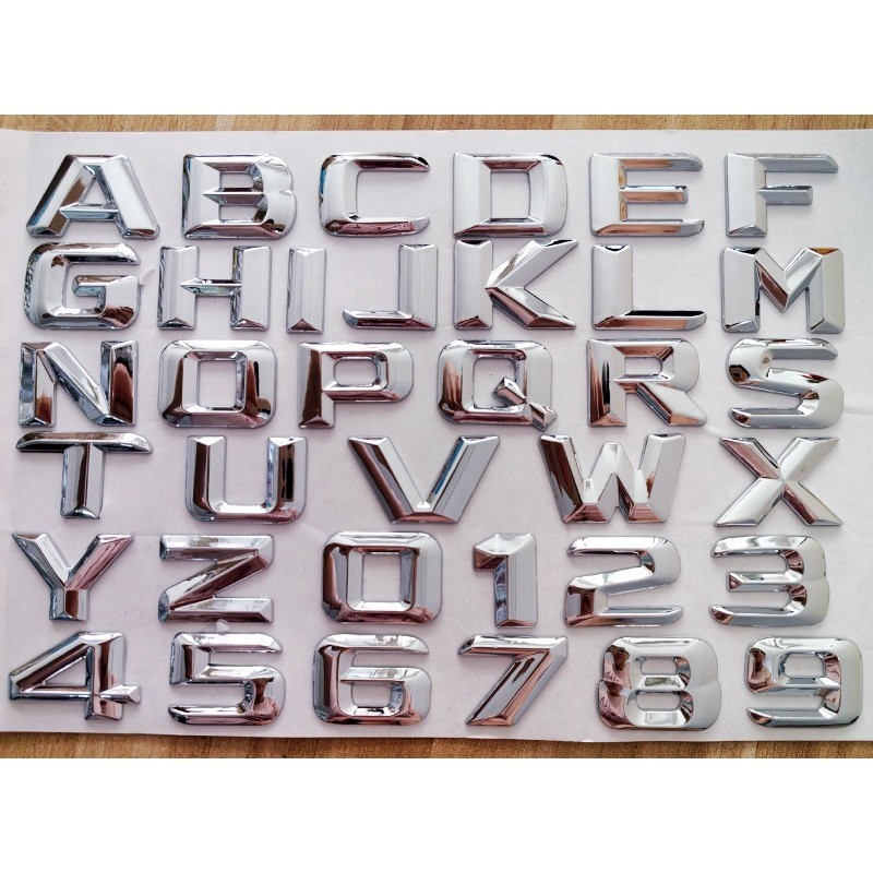 1 pc 22mm High Silver DIY 3D Alphabet Letter Digital Number Car Emblem ...