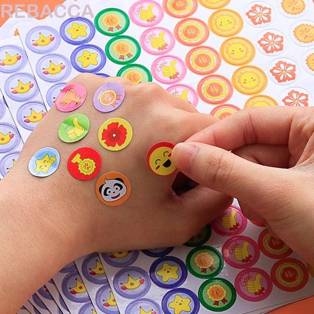 REBACCA Reward Stickers Red Flower Round Cartoon Daily Gifts Label ...