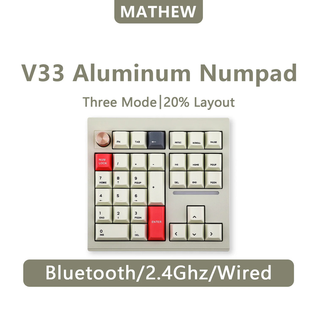【Local Delivery】V33 Numpad Aluminum 3mode Mechanical Keyboard with Knob ...