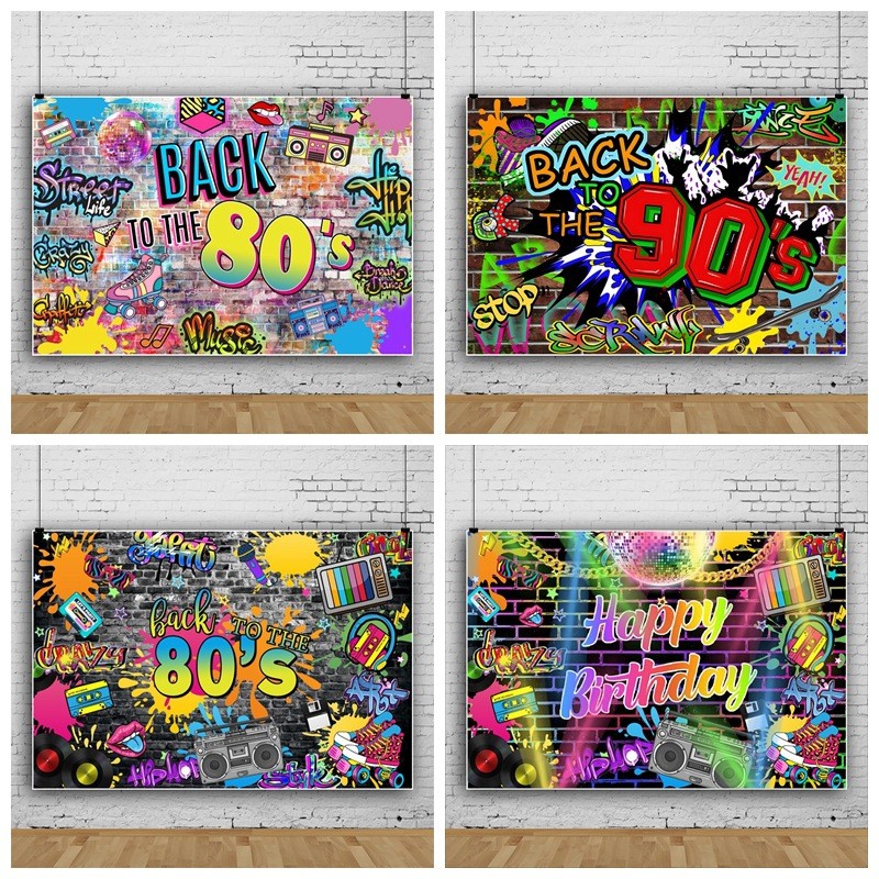 80s and 90s hip-hop graffiti Backdrops cloth Birthday party decor ...