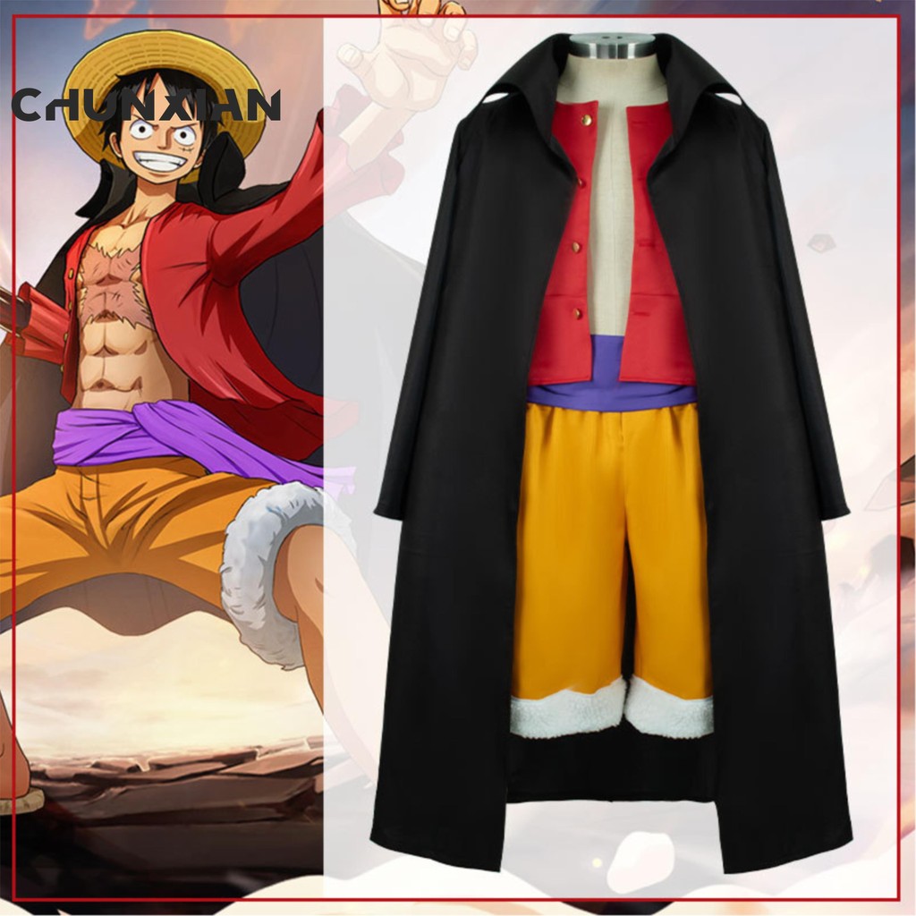 Anime One Piece Costume Monkey D. Luffy Cosplay Trench Coat Halloween ...