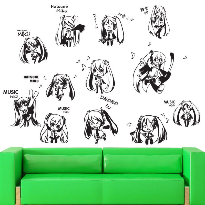 Hatsune MIKU Wall Stickers Cute Version MIKU Anime Chassis Stickers ...