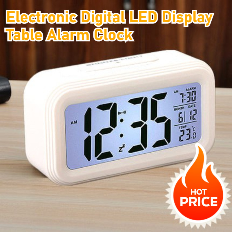 Electronic Digital Backlight LED Display Table Alarm Clock Thermometer ...