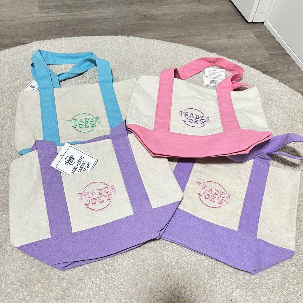Trader Joe's Mini Pastel Canvas Tote Bags Small Pastel Colored Canvas ...