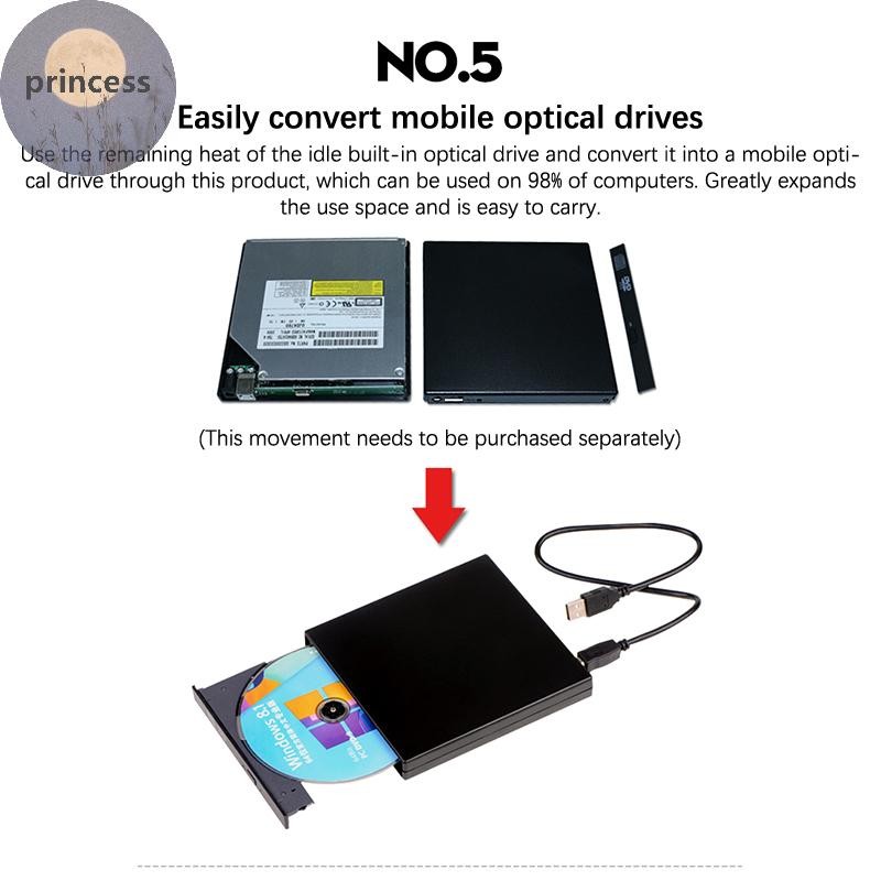 Princes Slim USB 2.0 12.7mm IDE To External CD DVD Optical Drive ...