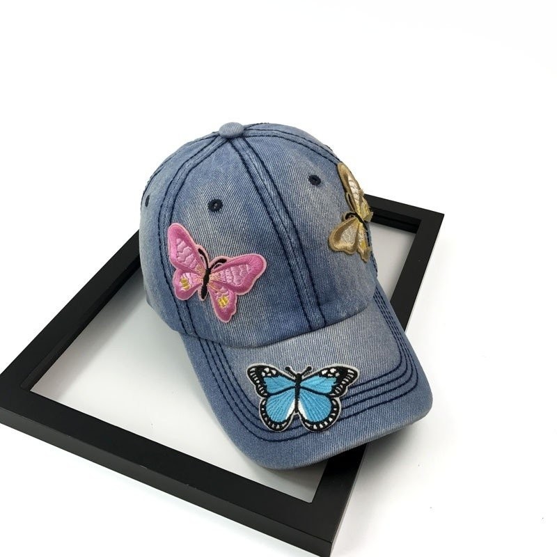 Spring Summer Hat Women's Cap Butterfly Embroidery Outdoor Versatile ...