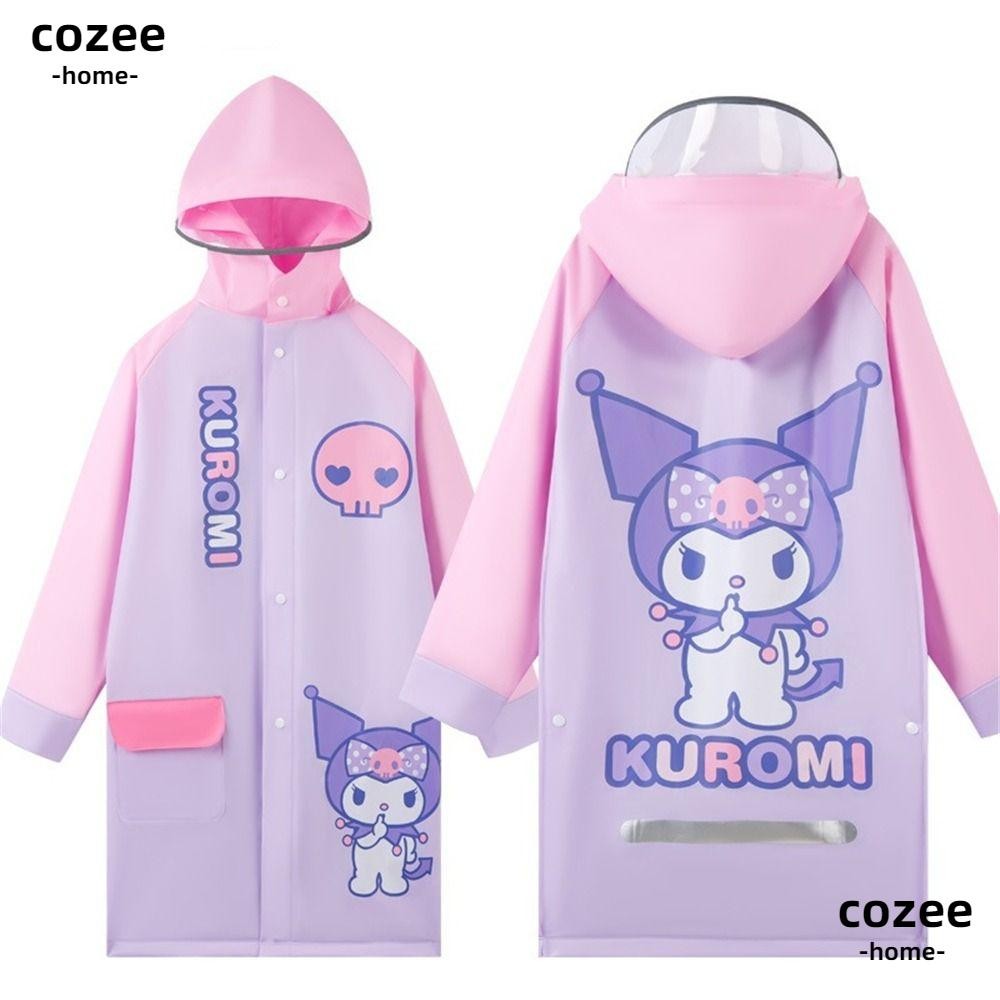 COZEE Girls Rain Poncho Jacket, with Reflective Strip Kuromi Melody ...