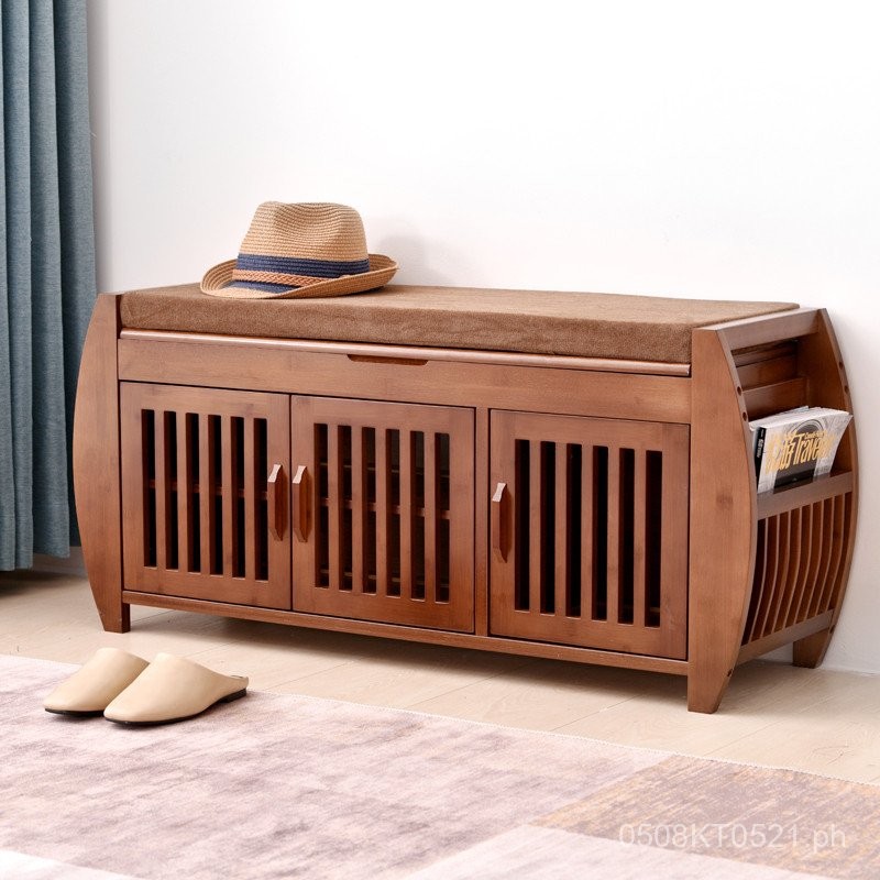 Entryway Shoe Changing Bench Simple Solid Wood Storage Bench Shoe Rack ...