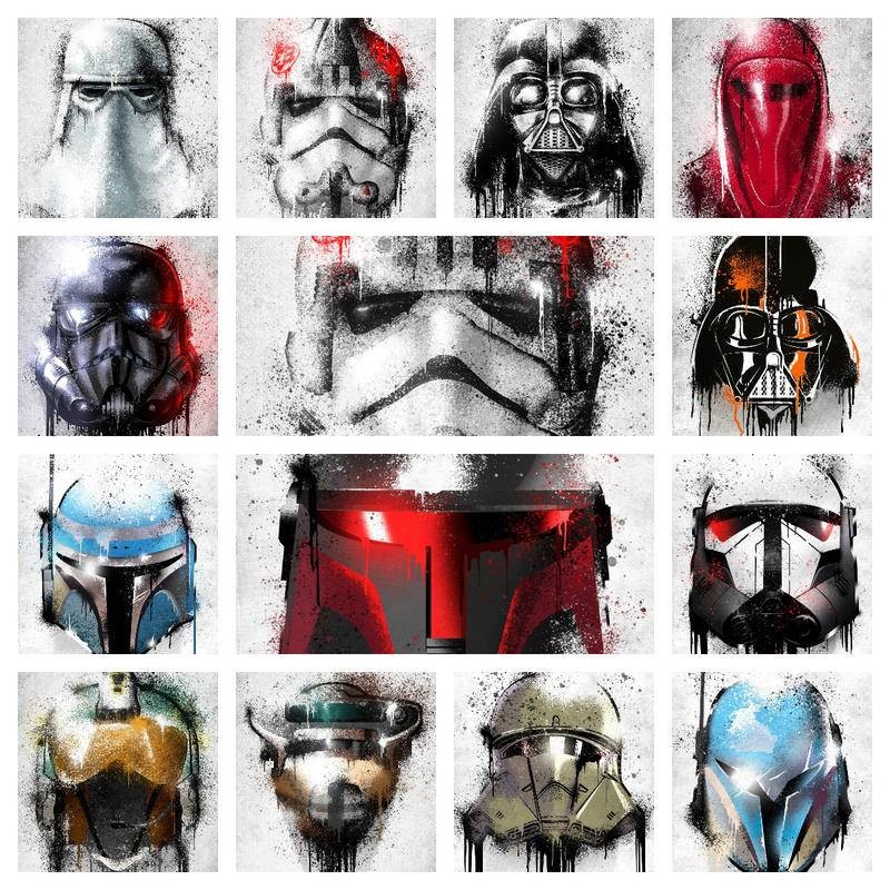Star Wars Helmet Graffiti Poster Set Wedge Antilles Hoth Stormtrooper ...