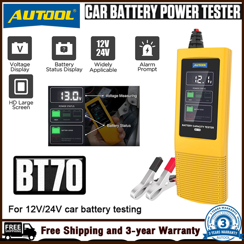 &AUTOOL BT70 Car Battery Tester Power Monitor Car Battery Tester 12V ...