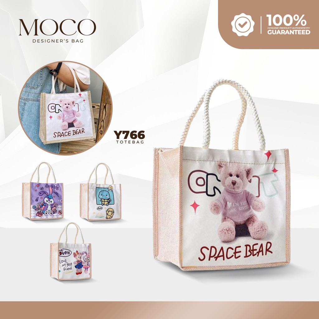 Moco Bags Canvas Totebag For Woman Men College Korean Cute Cartoon Commuting Casual Unisex Bag ...