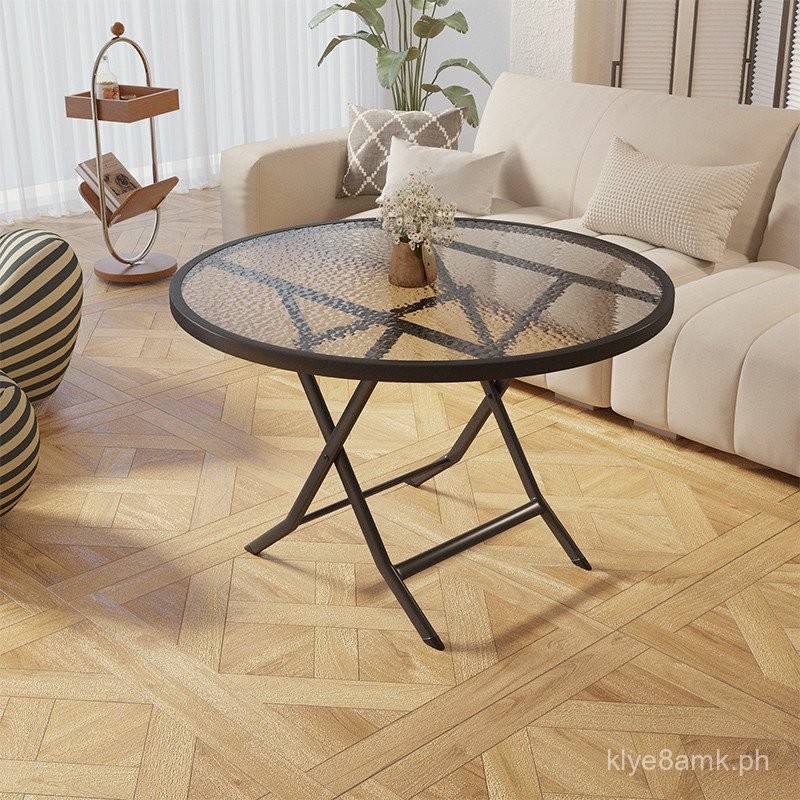 Table Folding Home Balcony Leisure Glass Table Small Apartment Rental ...