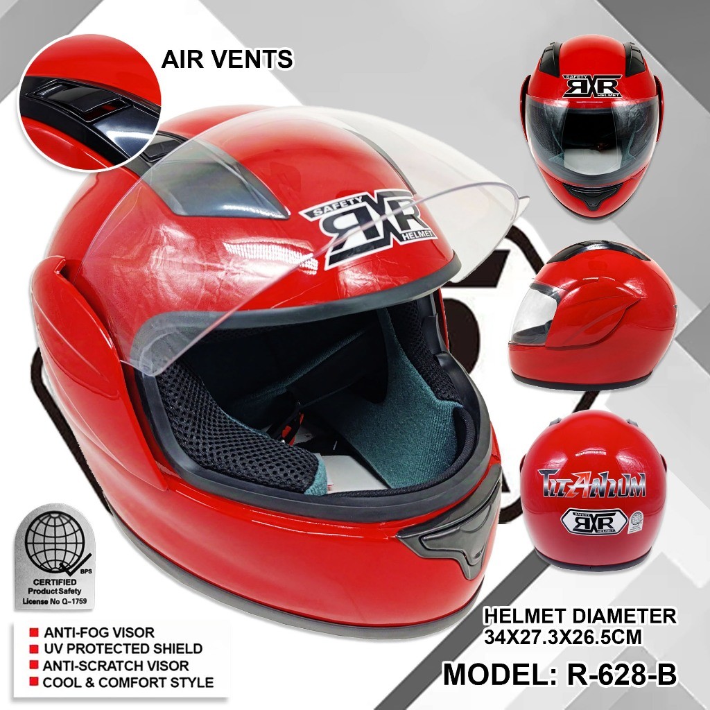RXR R-628-B Clear Visor Motorcycle Full Face Riding Gear Helmet (R-628-B) | Shopee Philippines