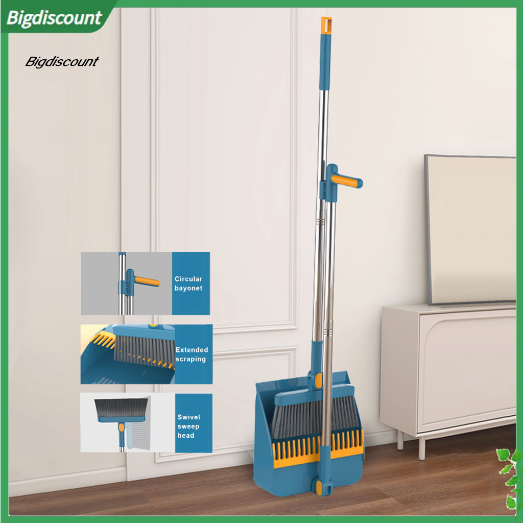 {BIG} Broom with Dustpan Combo Set Adjustable Broom Adjustable Long ...