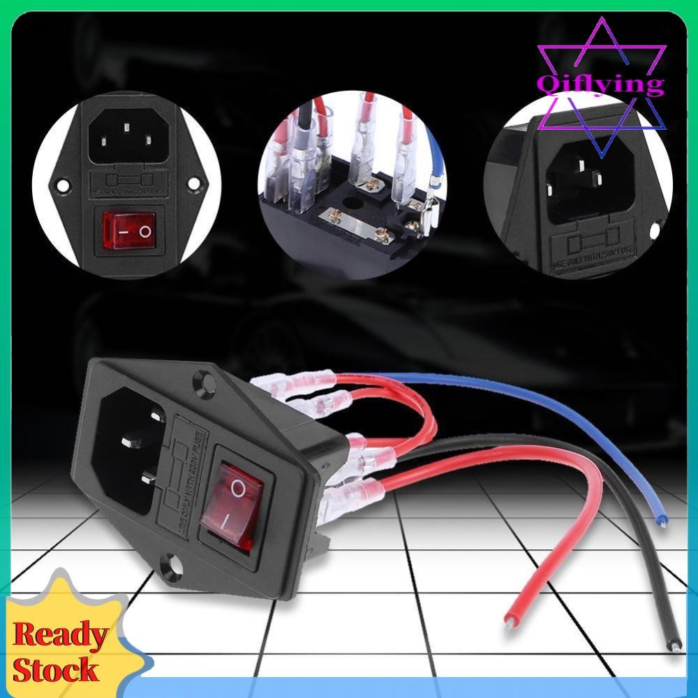 10A 220V/110V Fuse Switch Black Power Outlet Corrosion Preventive for ...