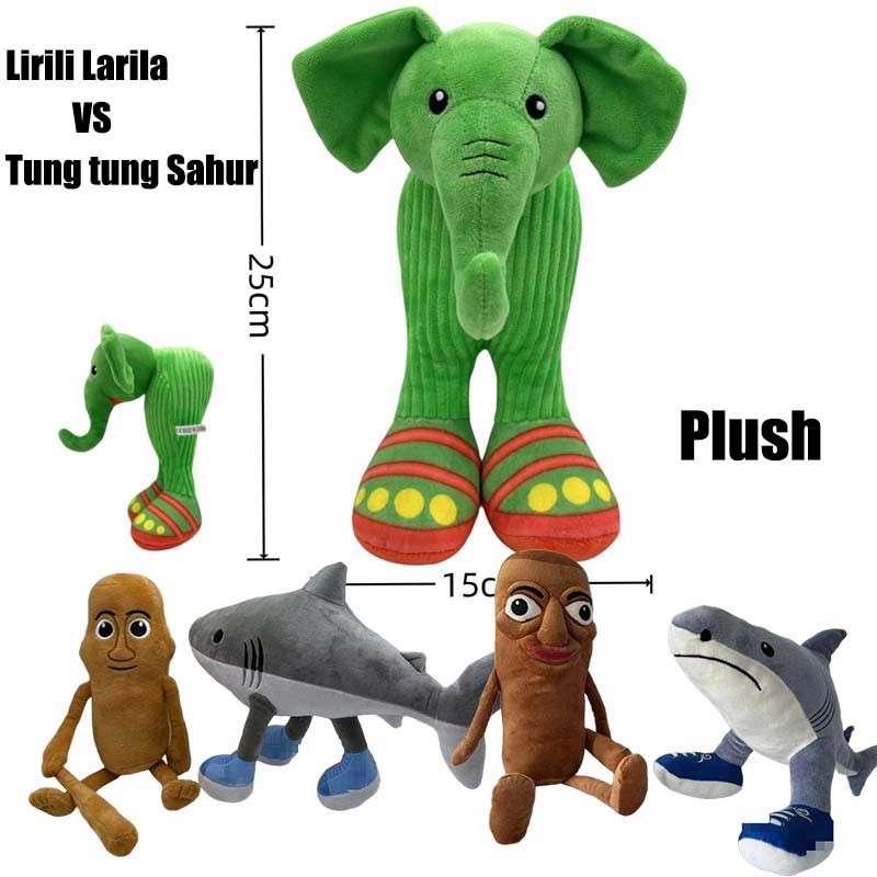 Brainrot Plush Toys Lirili Larila VS Tung Tung Tung Sahur Doll ...