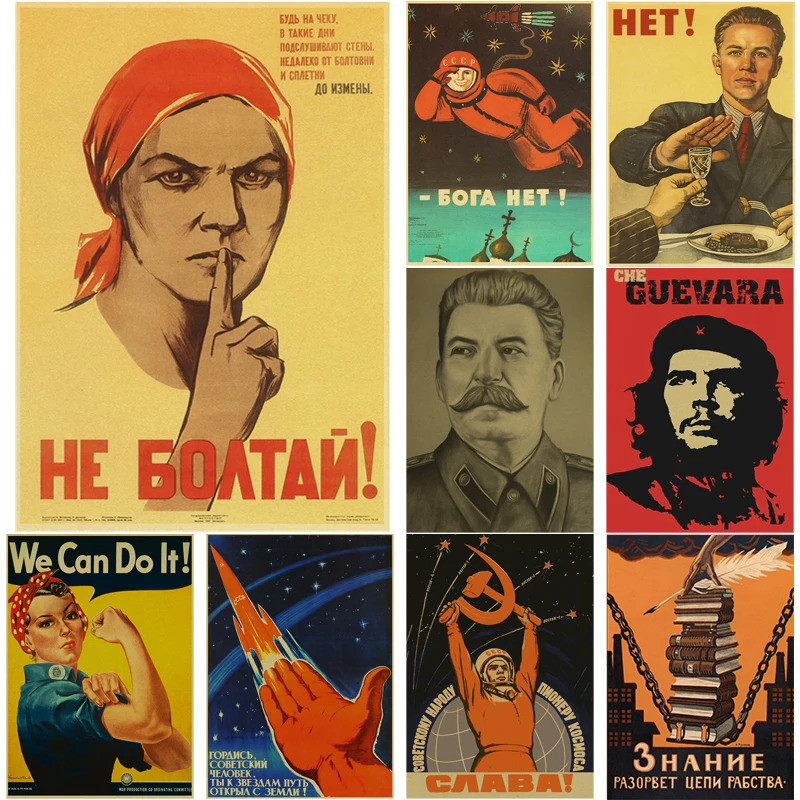 Soviet CCCP Poster Celebrity Stalin Retro Home Room Coffee Shop Bar Art ...