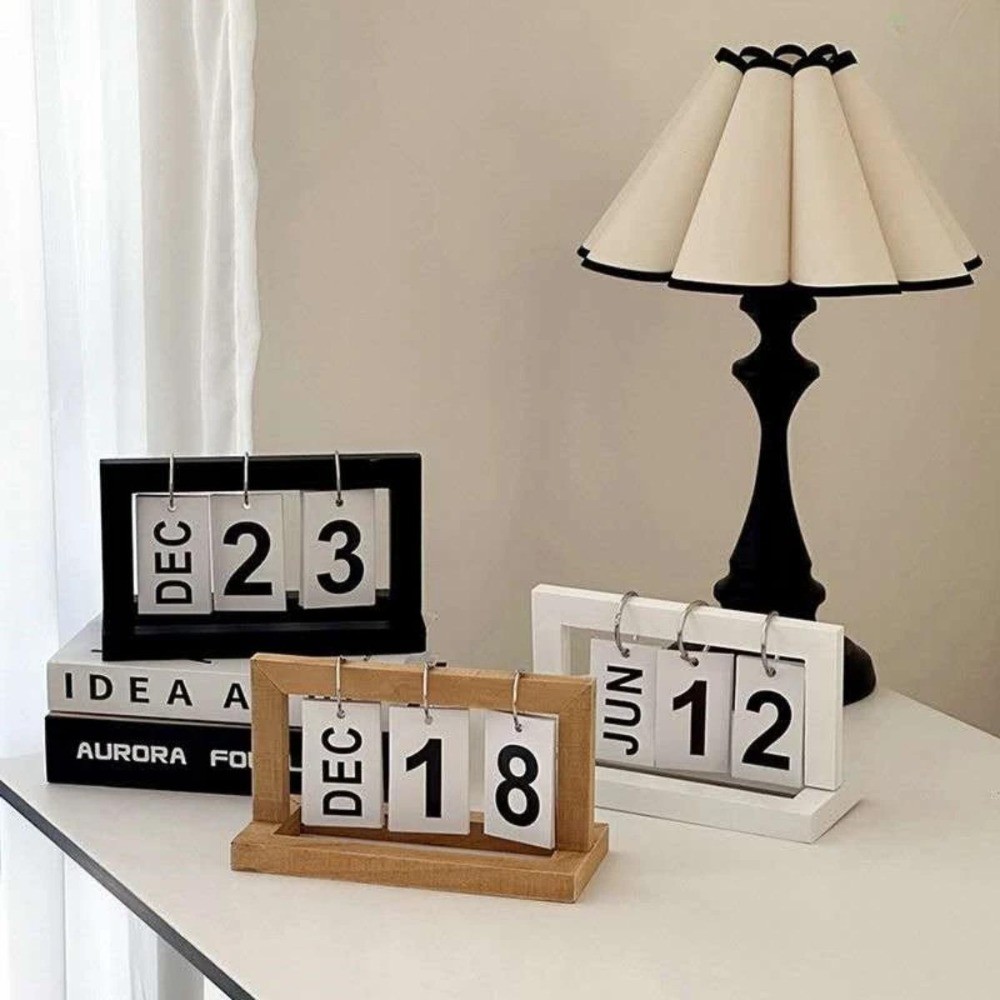 1pcs Wooden Page-Turning Calendar Natural Wood Grain Home Decor Office ...