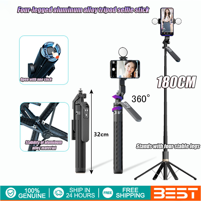 180CM Cellphone Holder Stabilizer Bluetooth Selfie Stick 360°Rotation Tripod for Phone Vlogging ...