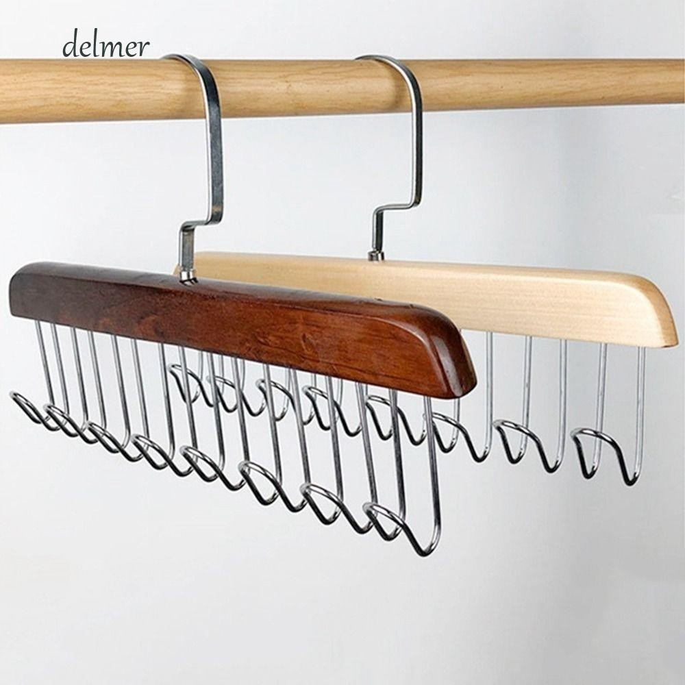 DELMER Women Storage Bra Hanger, 8 Hook Solid Wood Belt Hanger, Sling ...