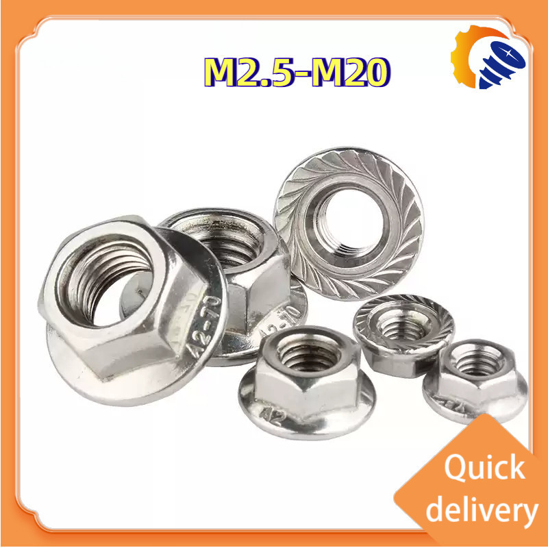 [ZY02-XS-1] M2.5-M20 304 Stainless Steel Flange Nut Reverse thread ...