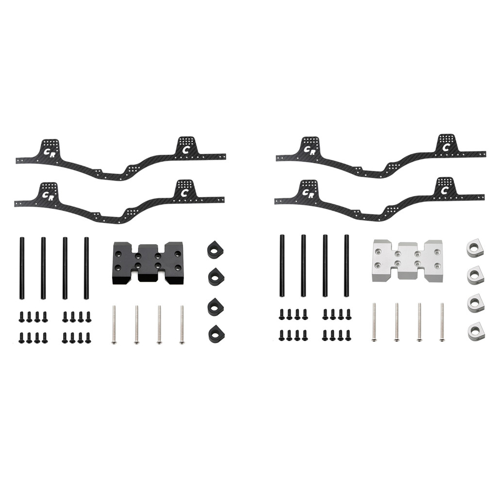 Carbon Fiber LCG Chassis Kit Frame Rail Skid Plate Body Post for Axial SCX10 I II III Capra 1/10 ...