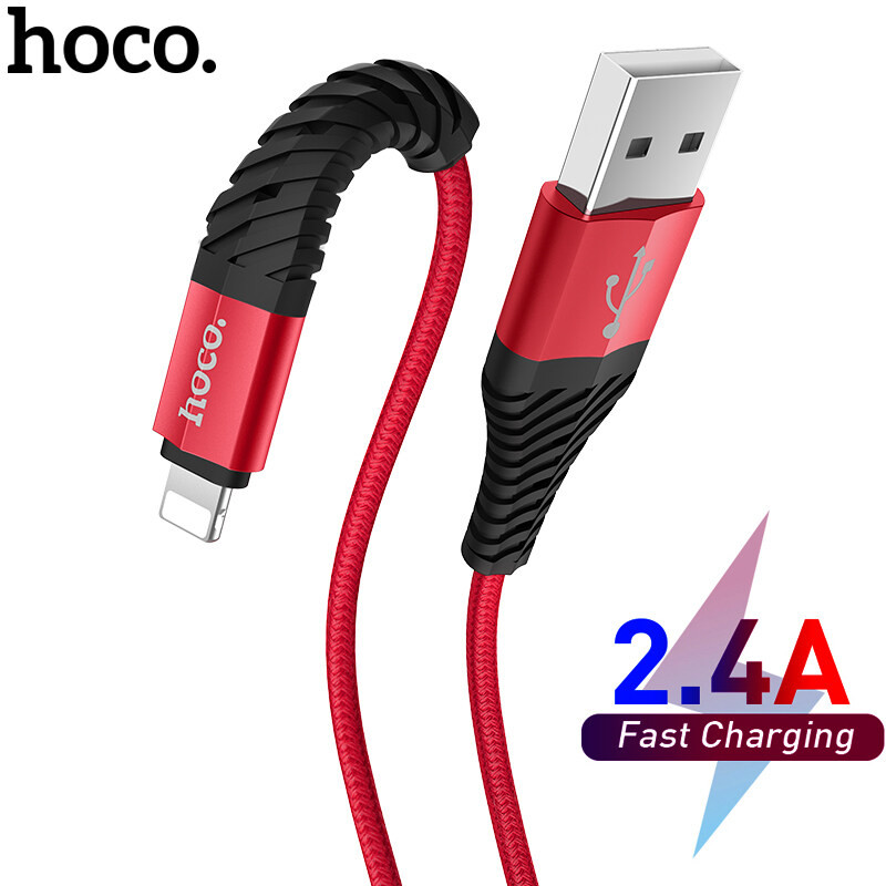 HOCO X38 2.4A Fast Charging Nylon Braid USB Type C Micro USB Light*ning Cable for Samsung ...