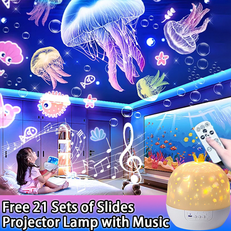 21 Sets Fantasy Starry Sky Projection Lamp Box Rotatable Led Bedroom ...