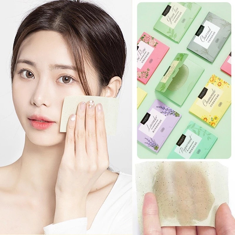 100pcs Face Oil Absorbing Paper Portable Premium Natural Green Tea Oil ...